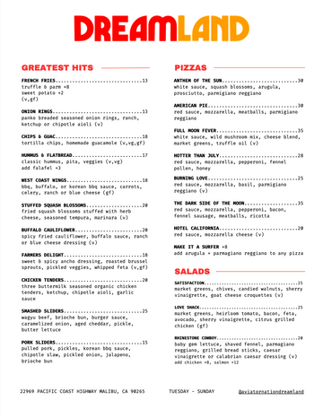 Menu – Aviator Nation Dreamland